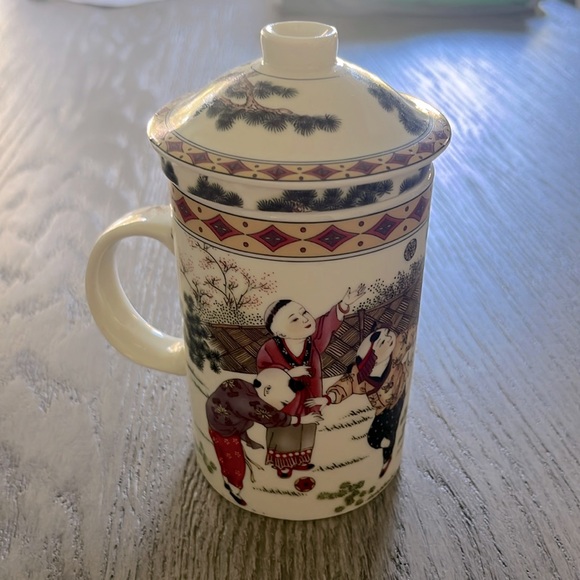 Dining | Chinese Tea Mug With Lid And Removable Ceramic Strainer | Poshmark